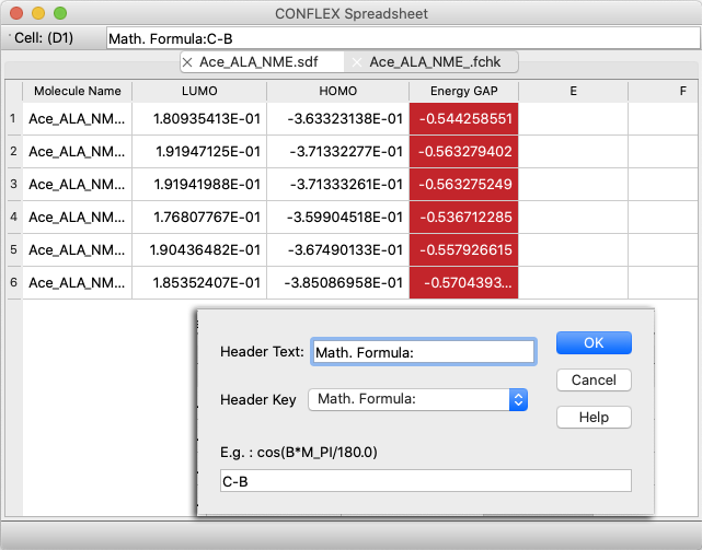 CONFLEX Spreadsheet Manual